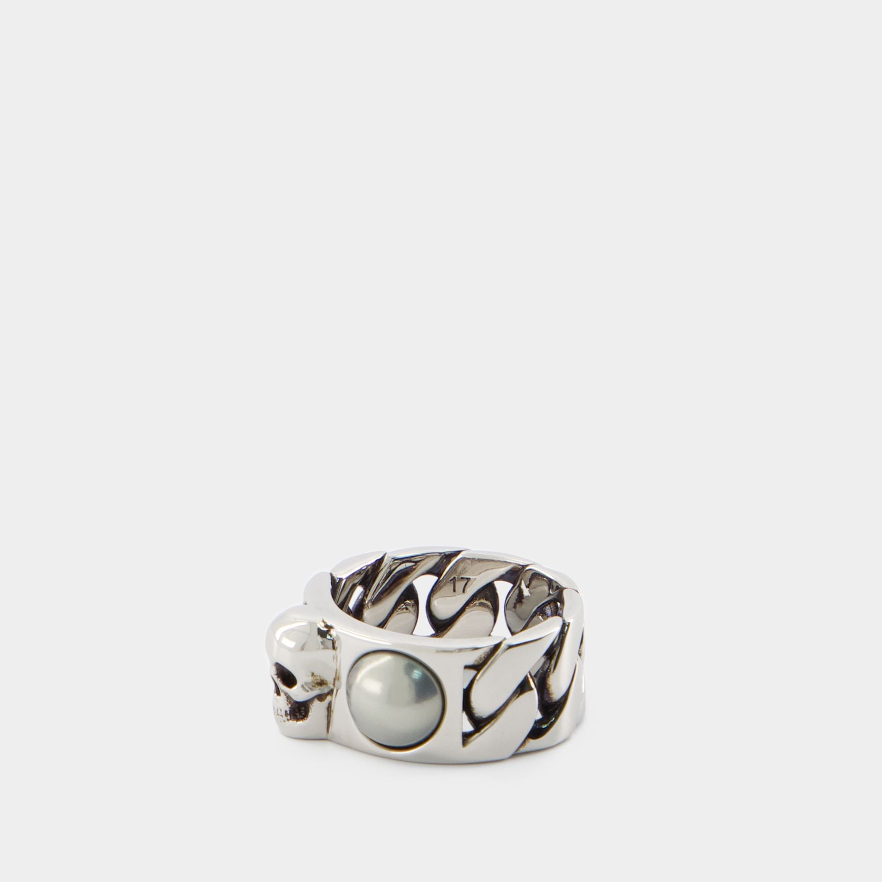 Skl & Pearl Ring - Alexander McQueen - Metal - Metallic